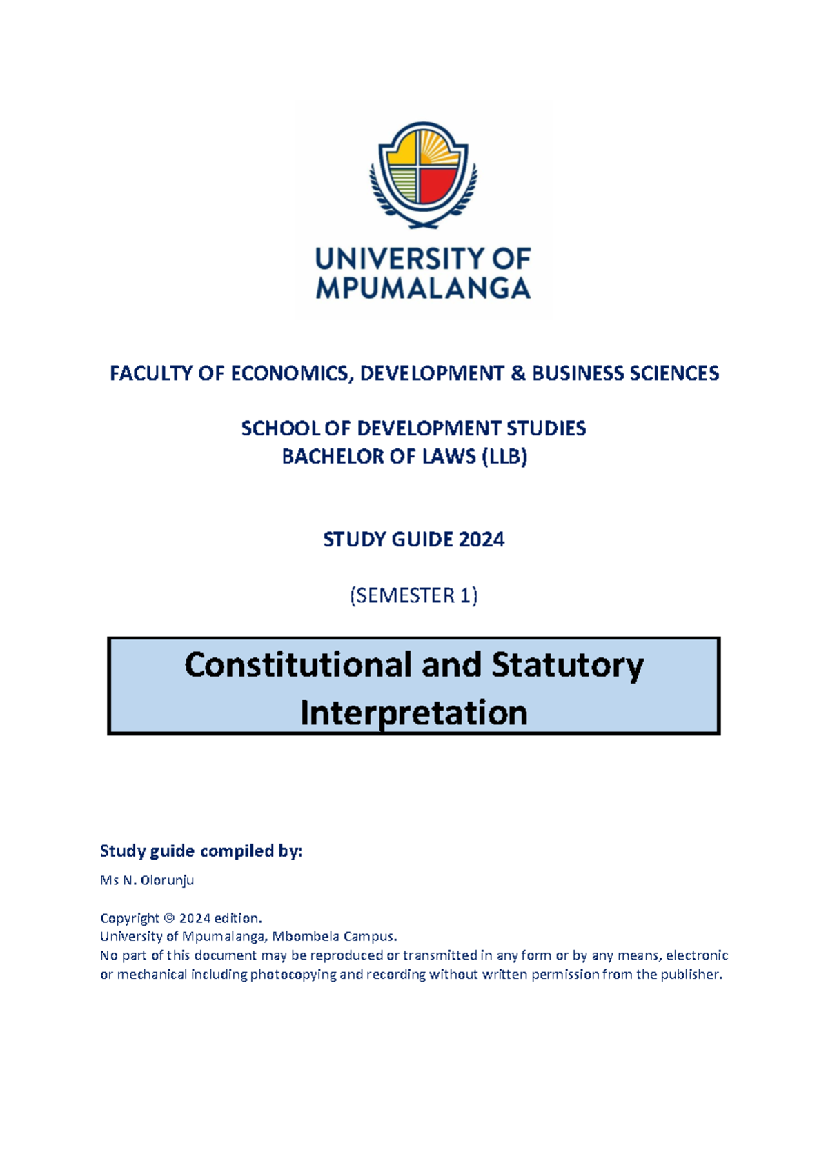 Constitutional and Statutory Interpretation 3rd year outline - FACULTY ...