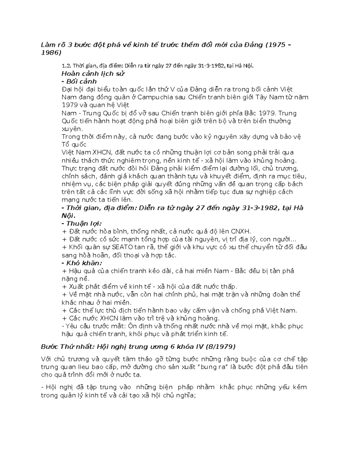 Làm rõ 3 bước đột phá về kinh tế trước thềm đổi mới của Đảng- Huong VÀ ...