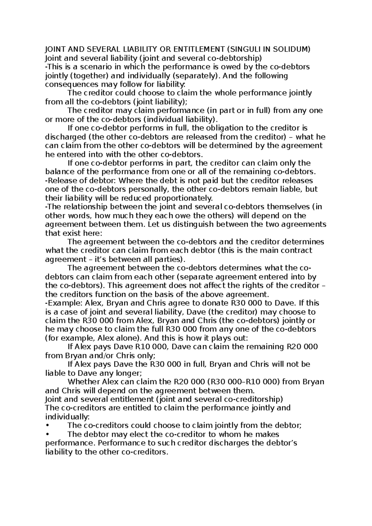 Joint AND Several Liability AND Entitlement - JOINT AND SEVERAL ...