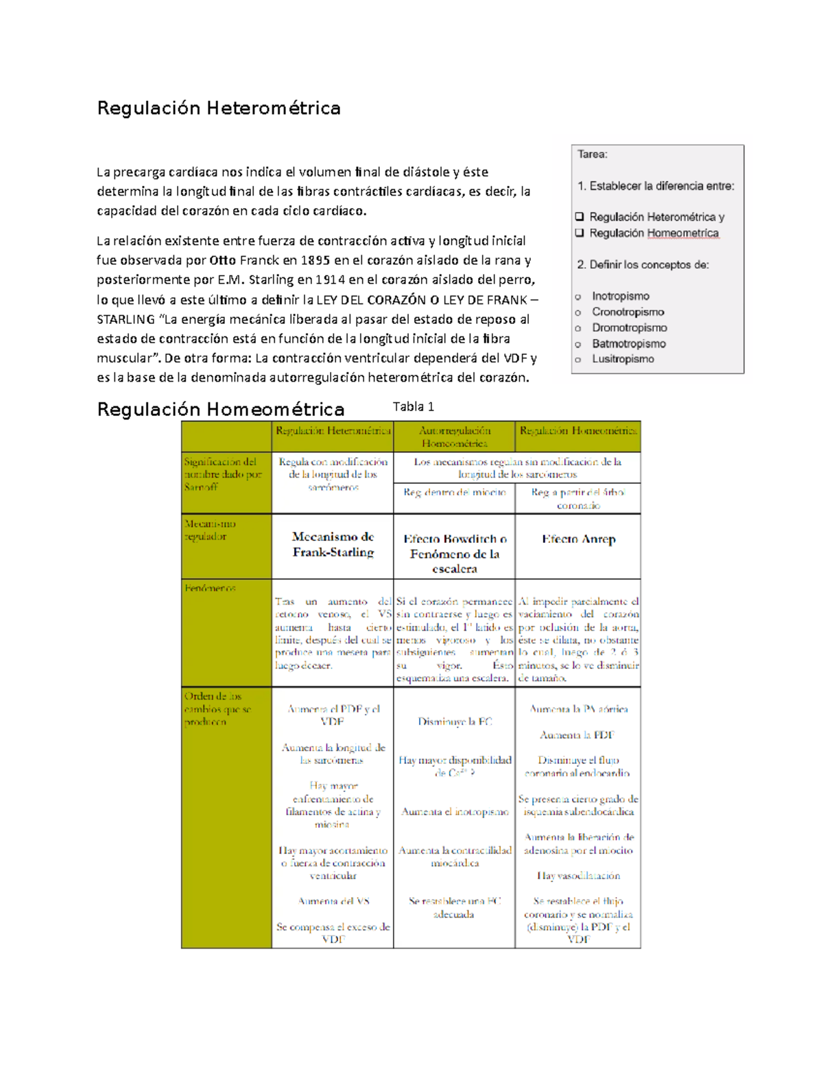 Regulación heterometrica y homeometrica - Regulación Heterométrica La ...