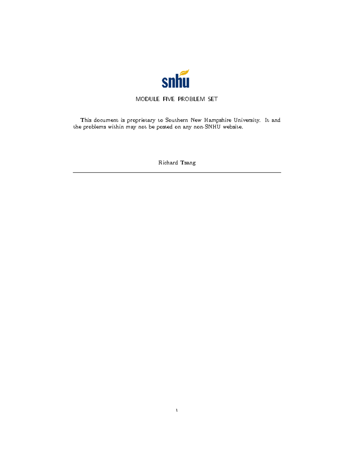 Module 5 assignment 1 - MODULE FIVE PROBLEM SET This document is ...