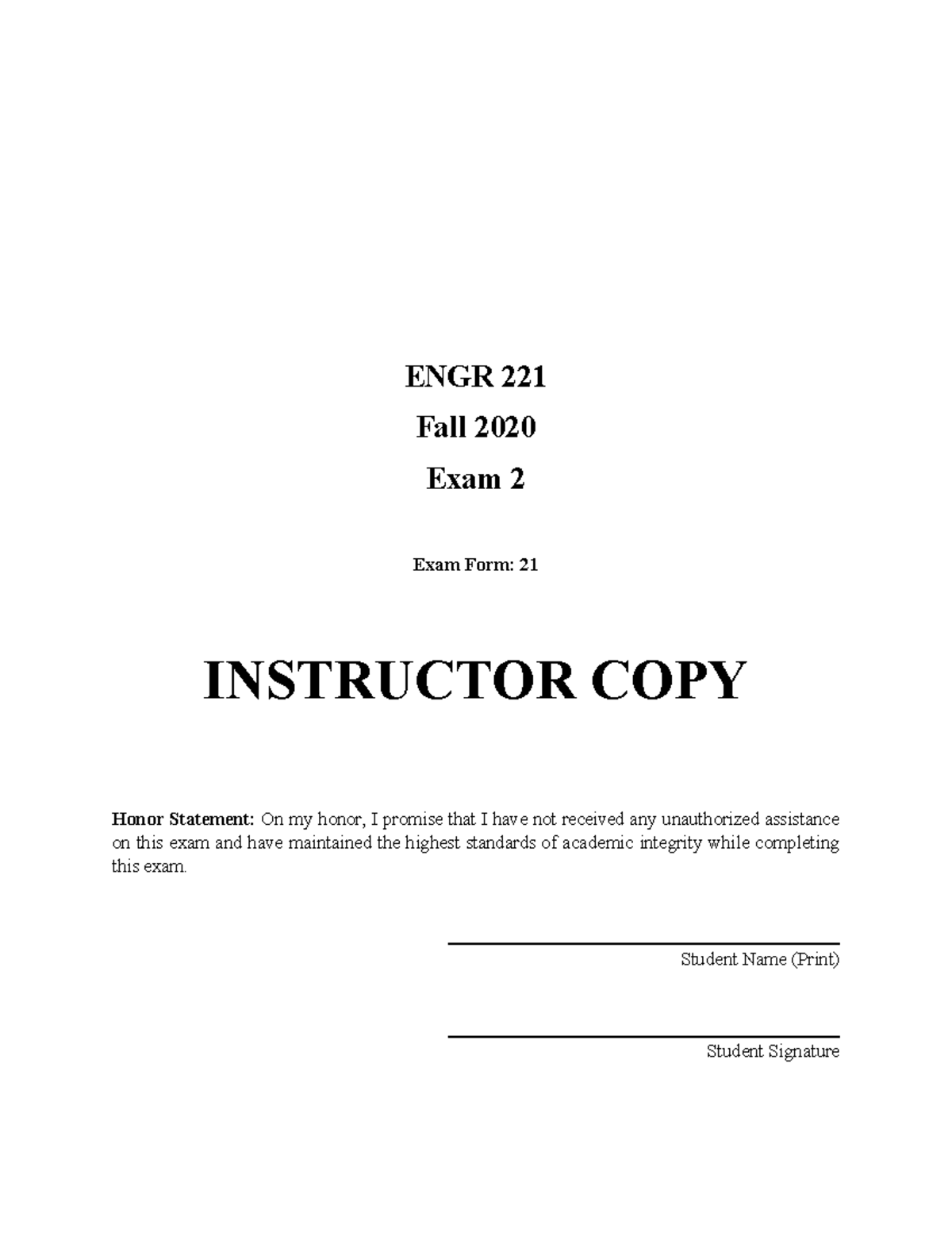 ENGR 221 - Exam 2 (Fall 2020) - EF11 [Instructor Copy] - ENGR 221 Fall ...