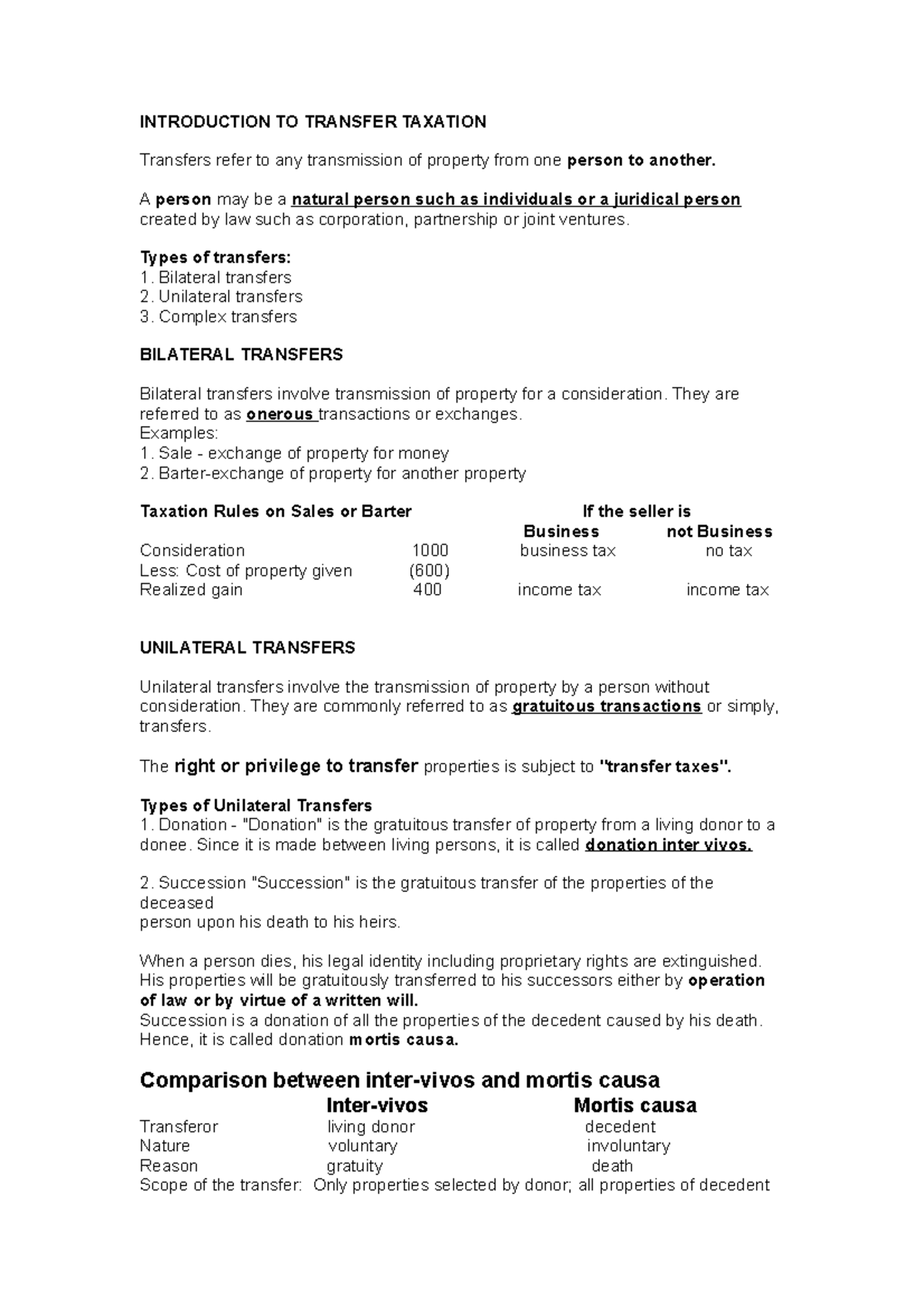 Introduction TO Transfer Taxation-1 - INTRODUCTION TO TRANSFER TAXATION ...