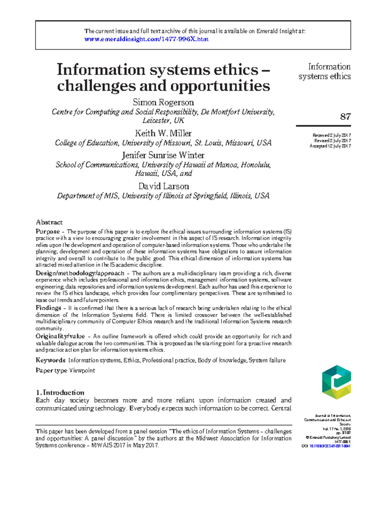 10-1108 Jices-07-2017-0041_business ethics - Information systems ethics ...