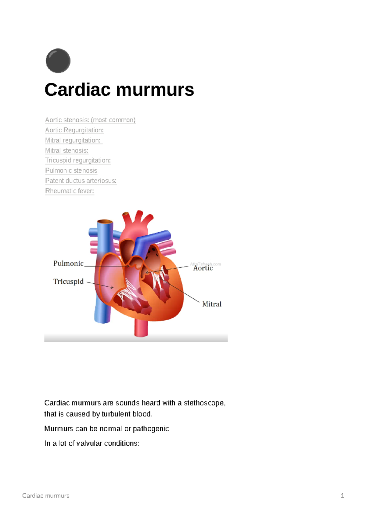 Cardiac murmurs - All the clinical information required for medical ...