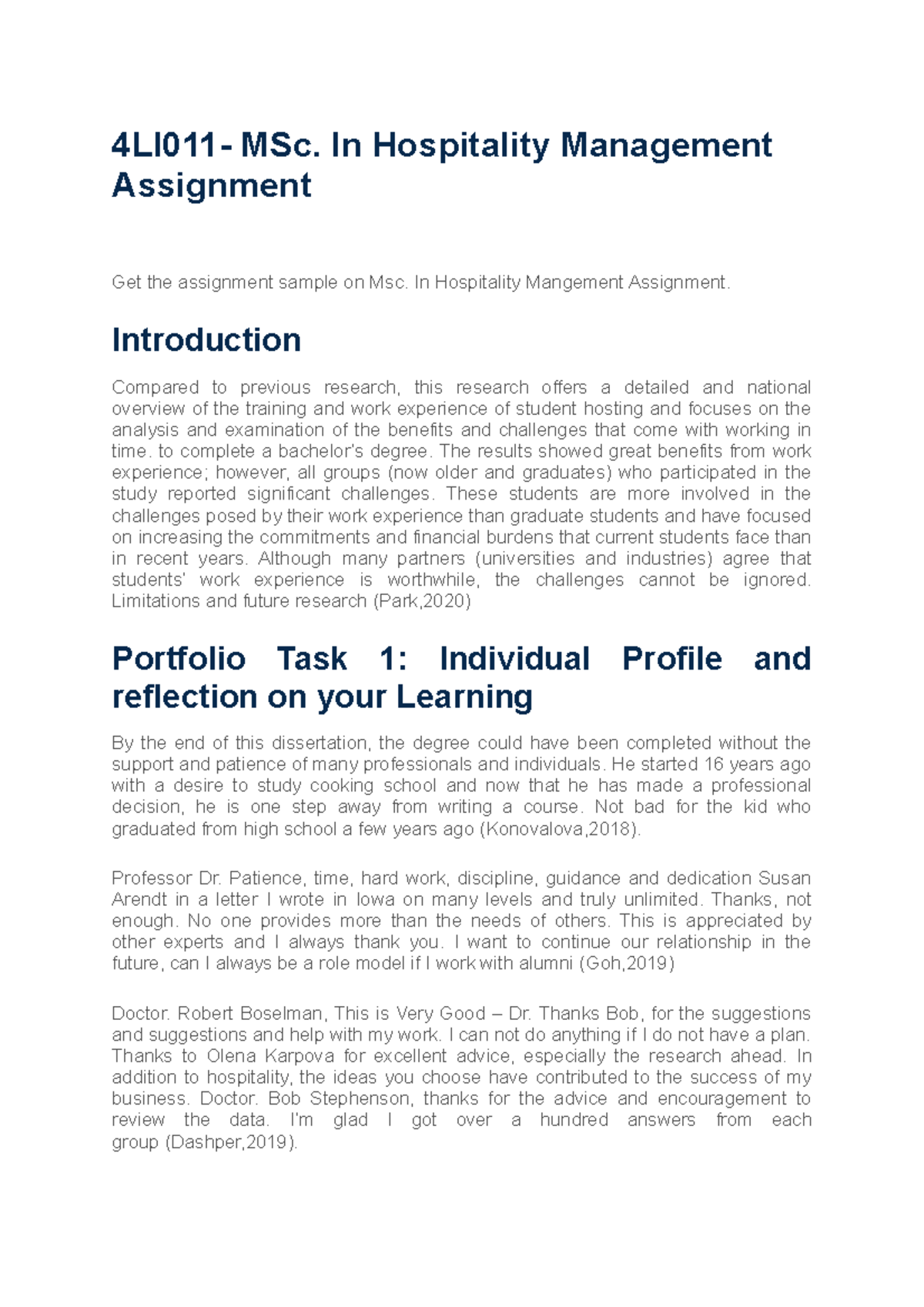 4LI011 - sdc - 4LI011- MSc. In Hospitality Management Assignment Get ...