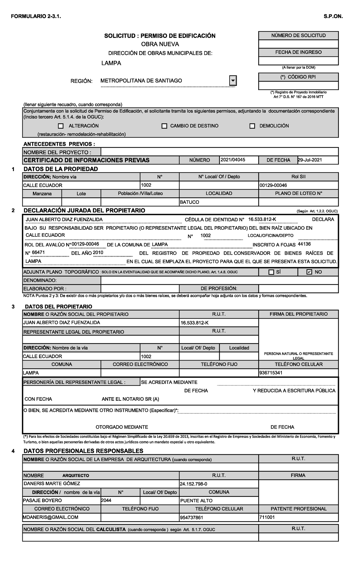 Solicitud DE OBRA Nueva - Constructividad Urbanismo - Studocu