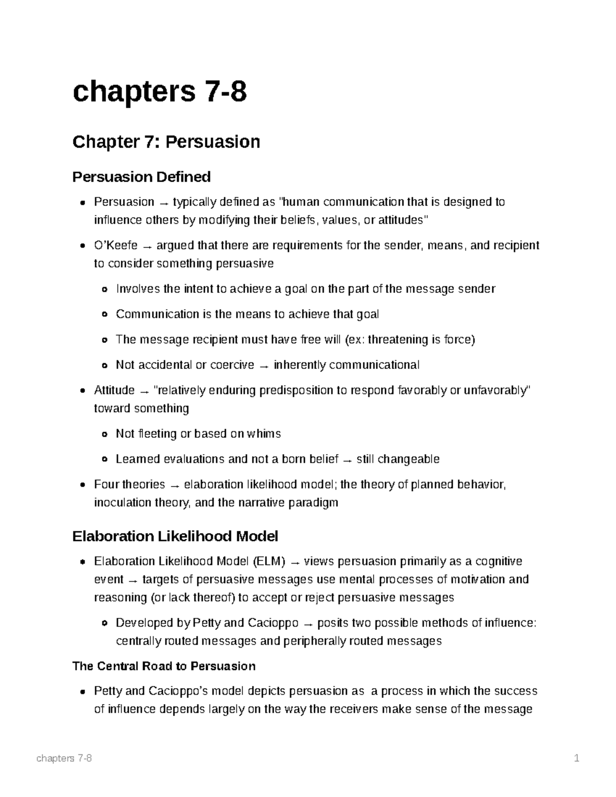 Chapters 7-8 - chapters 7- Chapter 7: Persuasion Persuasion Defined ...