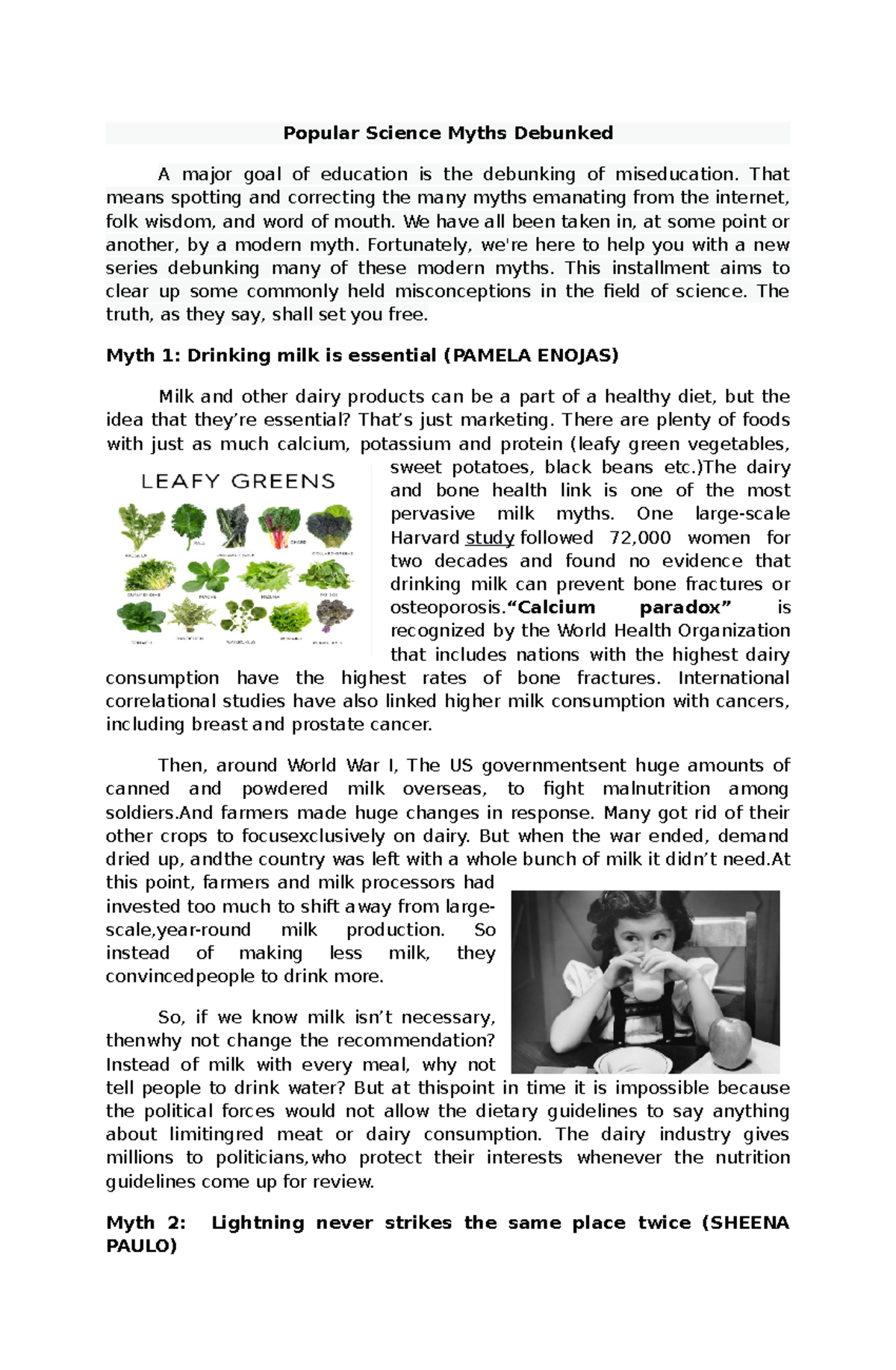 STS Myths requirement - Popular Science Myths Debunked A major goal of ...