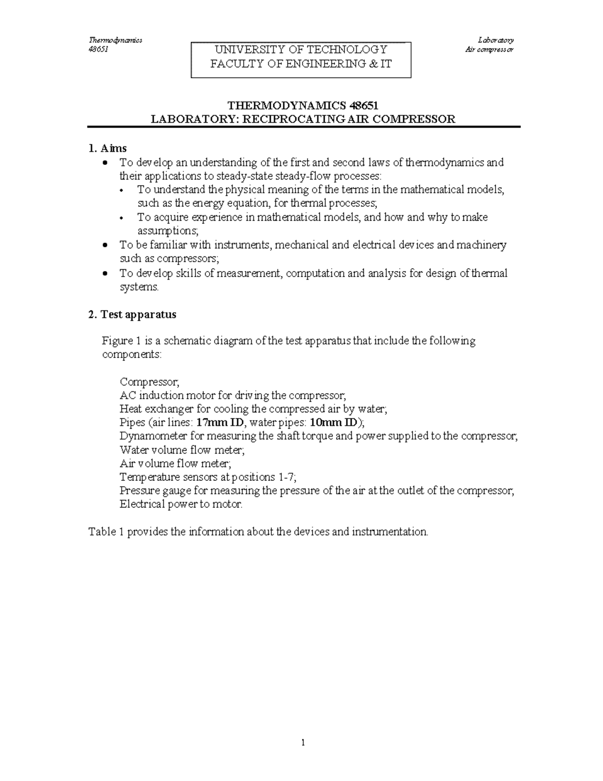Lab Sheet Air Compressor 2021 - UNIVERSITY OF TECHNOLOGY FACULTY OF ...