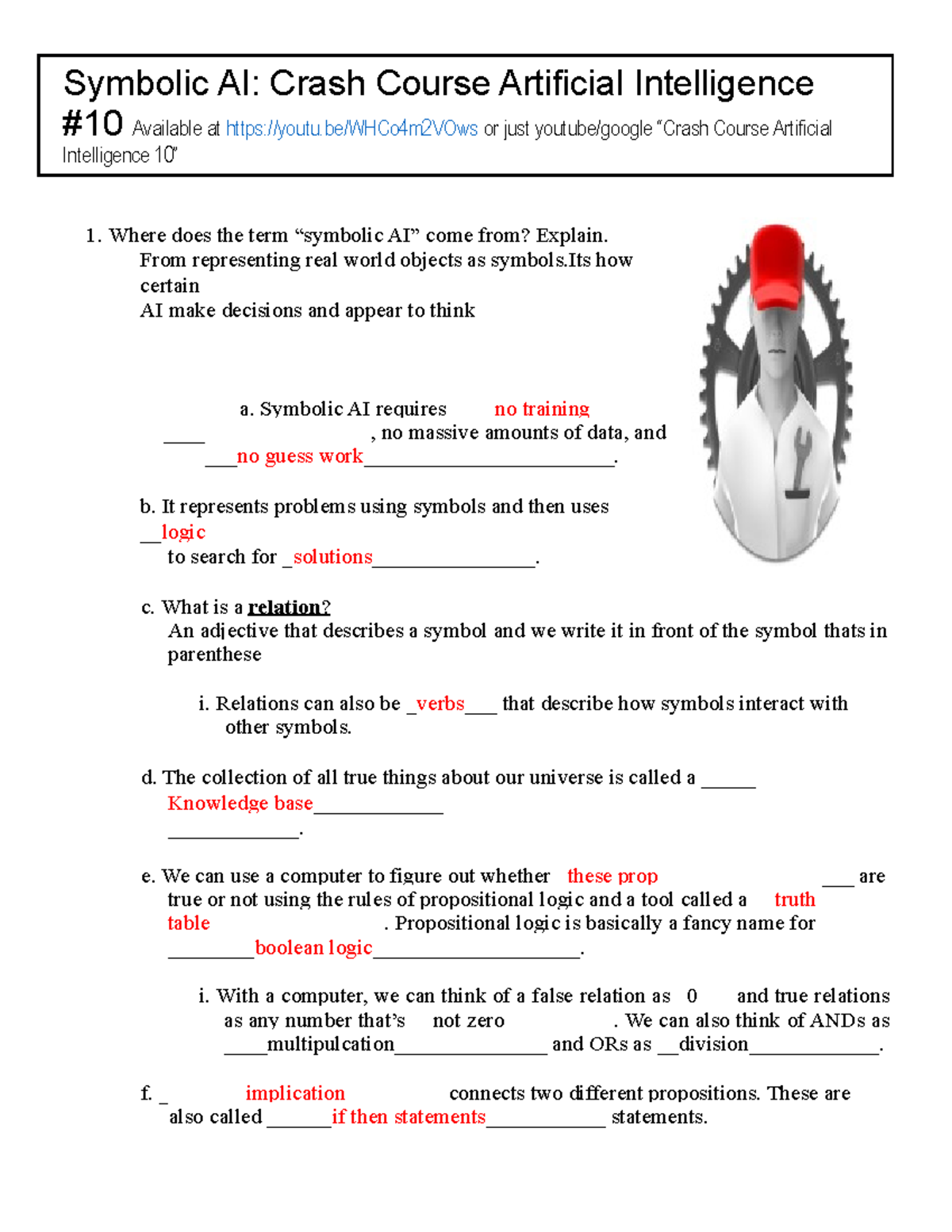 Copy of Crash Course Artificial Intelligence 10 Symbolic AI - 2 ...