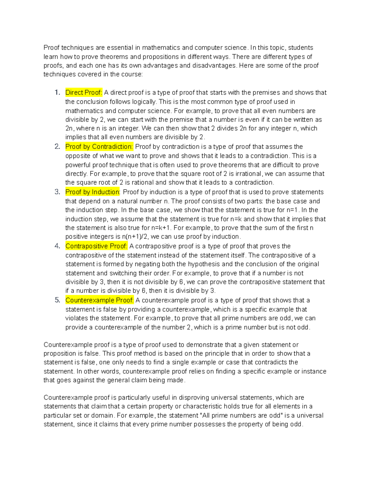 Proof Techniques - In this topic, students learn how to prove theorems and propositions in ...