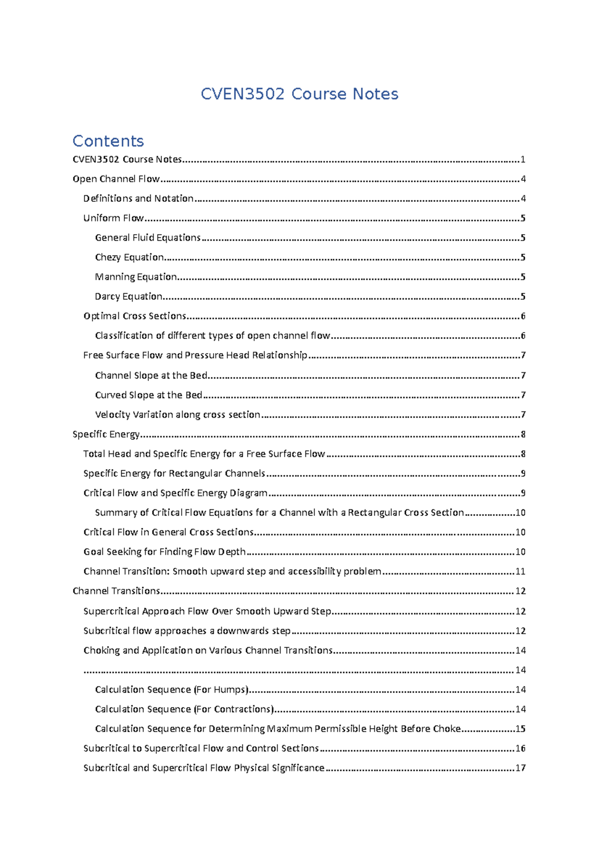 3502 Notes - For the first half of term - CVEN3502 Course Notes ...