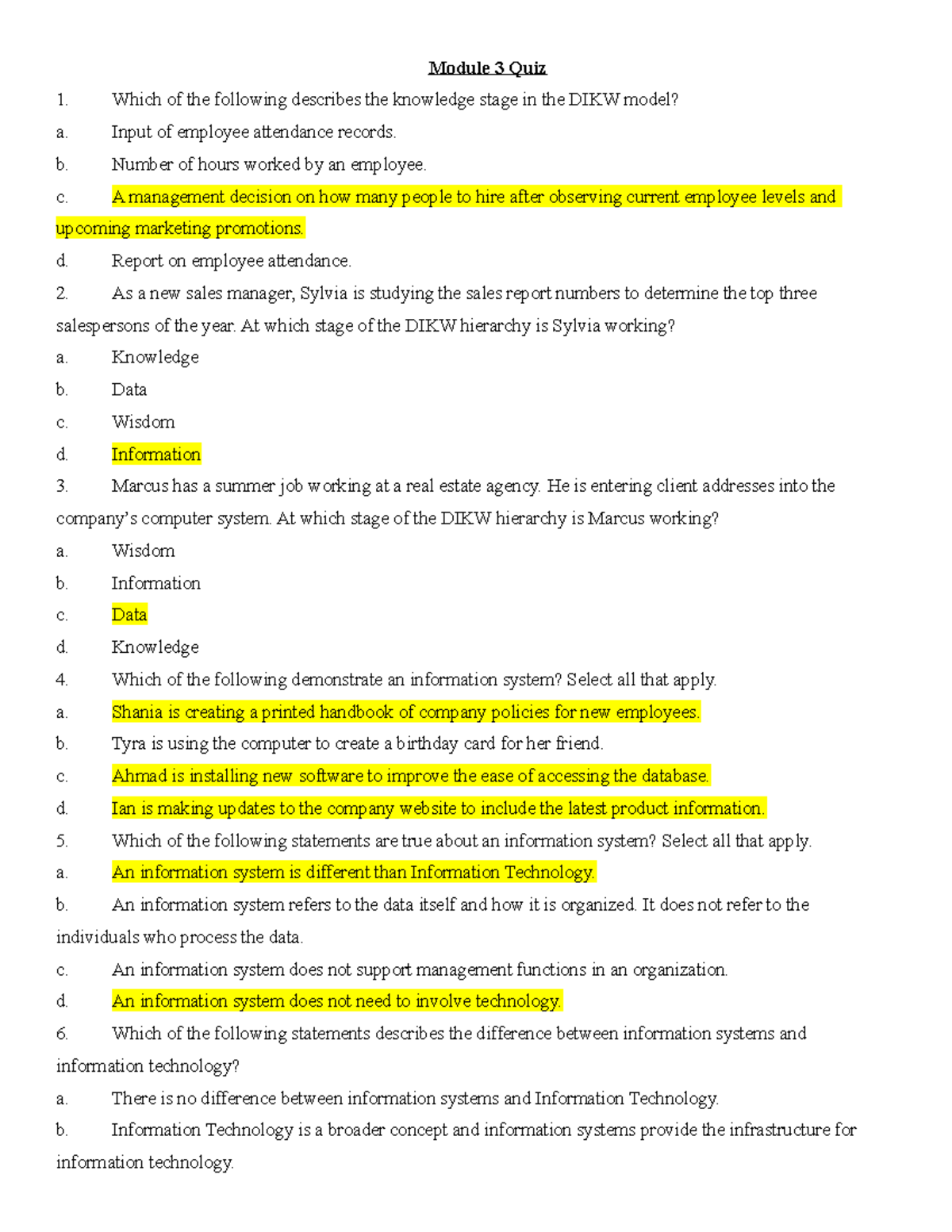 Quiz 2016, questions and answers - Module 3 Quiz Which of the following ...