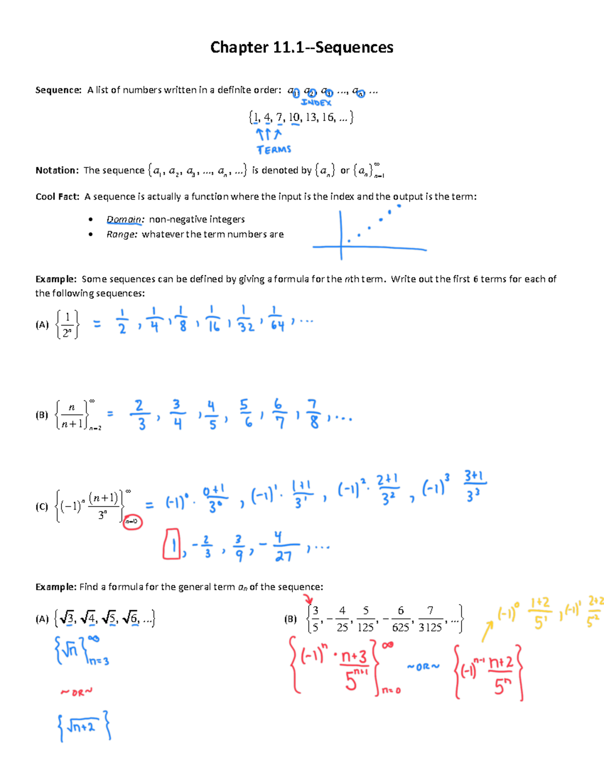 Math 401 Ch 111-Sequences (filled in) - Chapter 11-Sequences Sequence ...