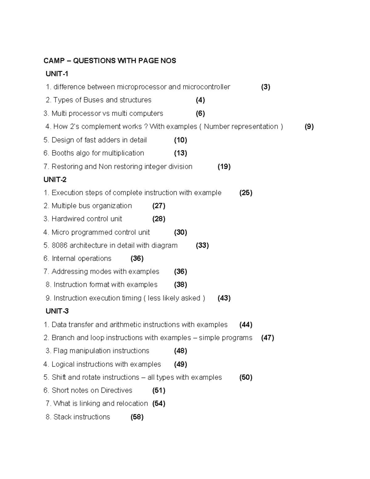 Camp ans - A Microprocessor is an important part of a computer architecture without which - CAMP ...