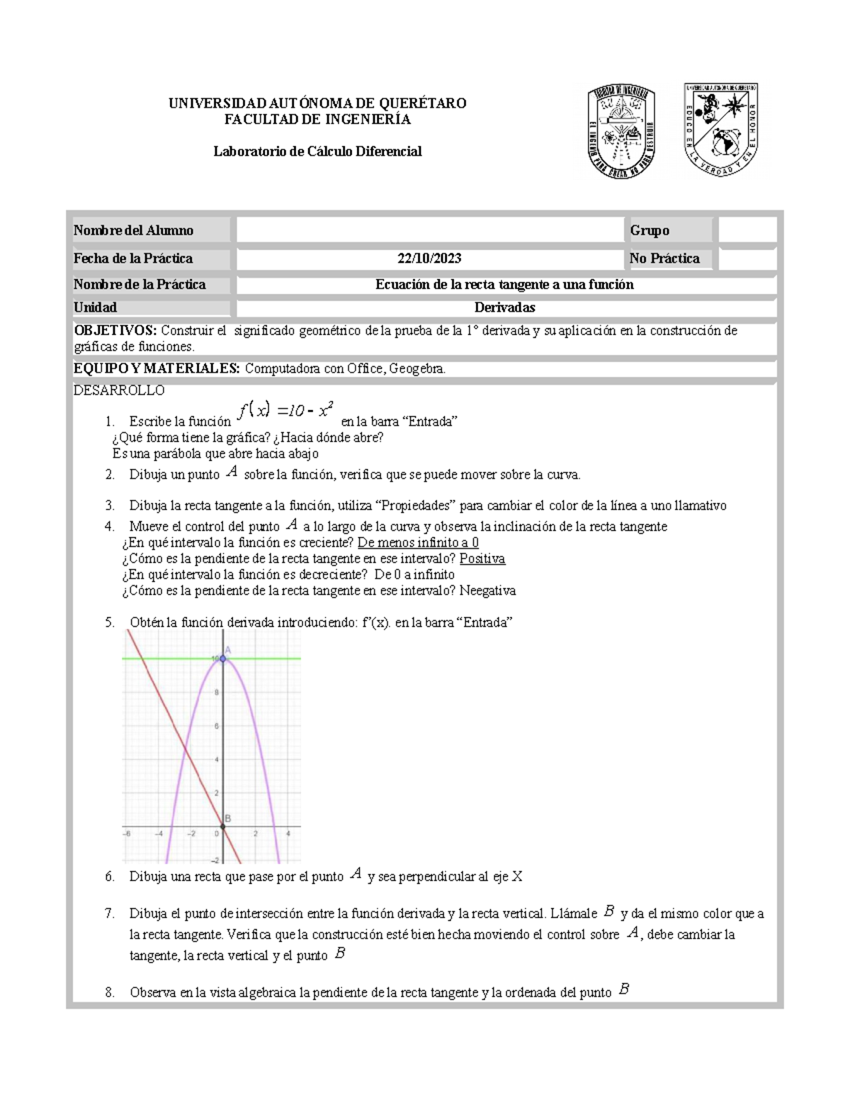 Cd 3 1 Derivada Y Recta Tan Universidad AutÓnoma De QuerÉtaro