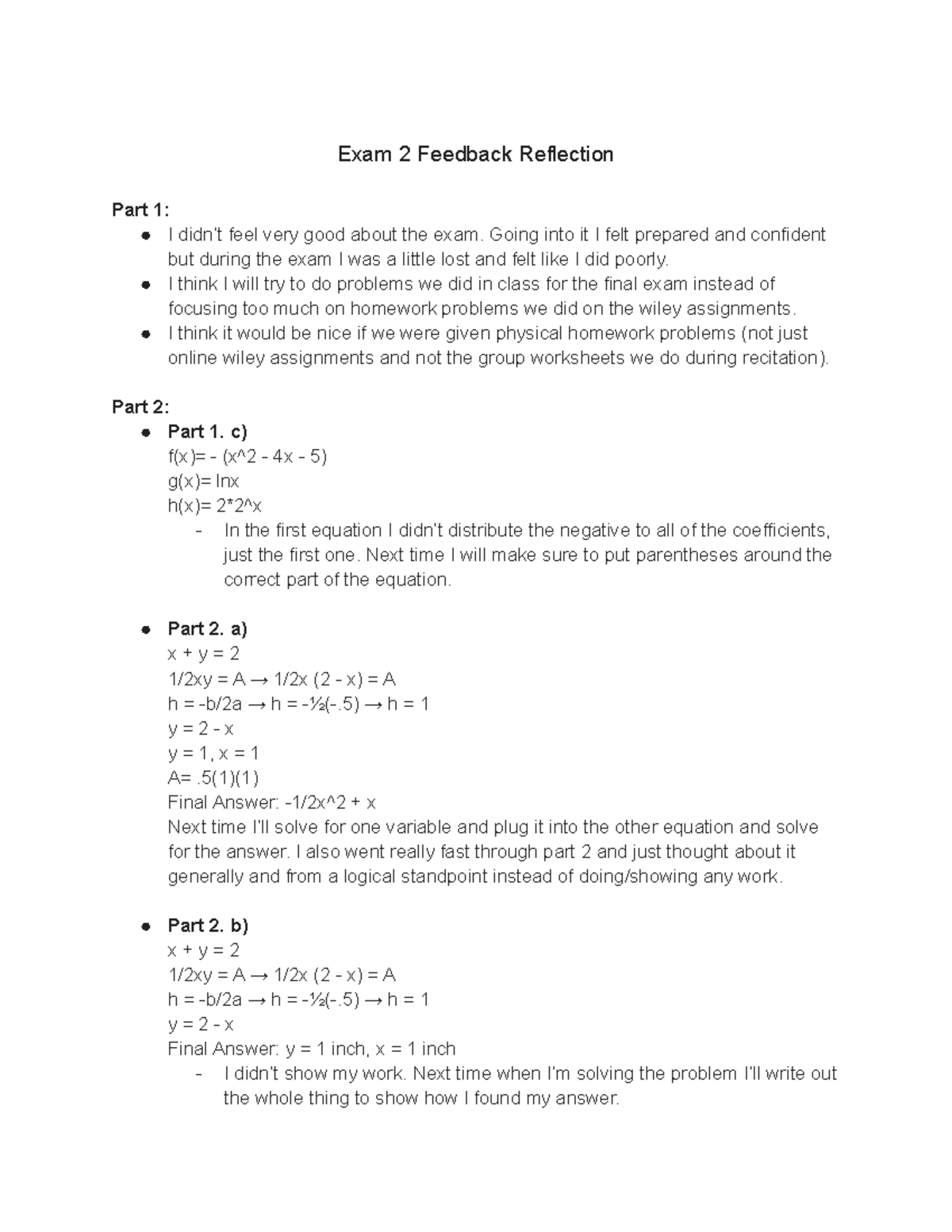 Lb 117 exam 2 - exam 2 corrections - Exam 2 Feedback Reflection Part 1 ...