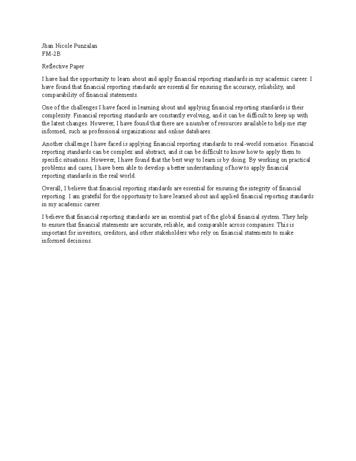 Reflective Paper 2 - Jhan Nicole Punzalan FM-2B Reflective Paper I have ...