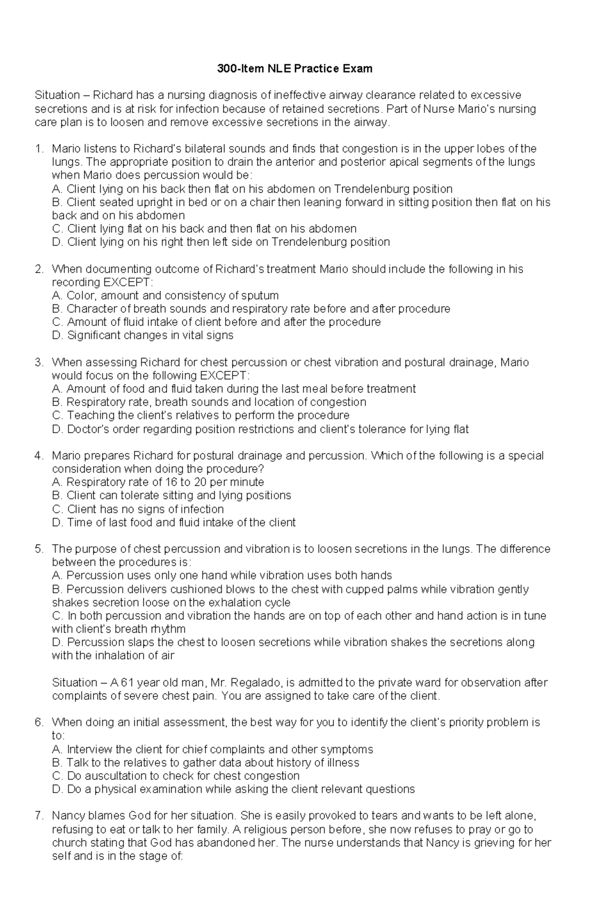 300 item NLE Questions w Answer Keys - 300-Item NLE Practice Exam ...