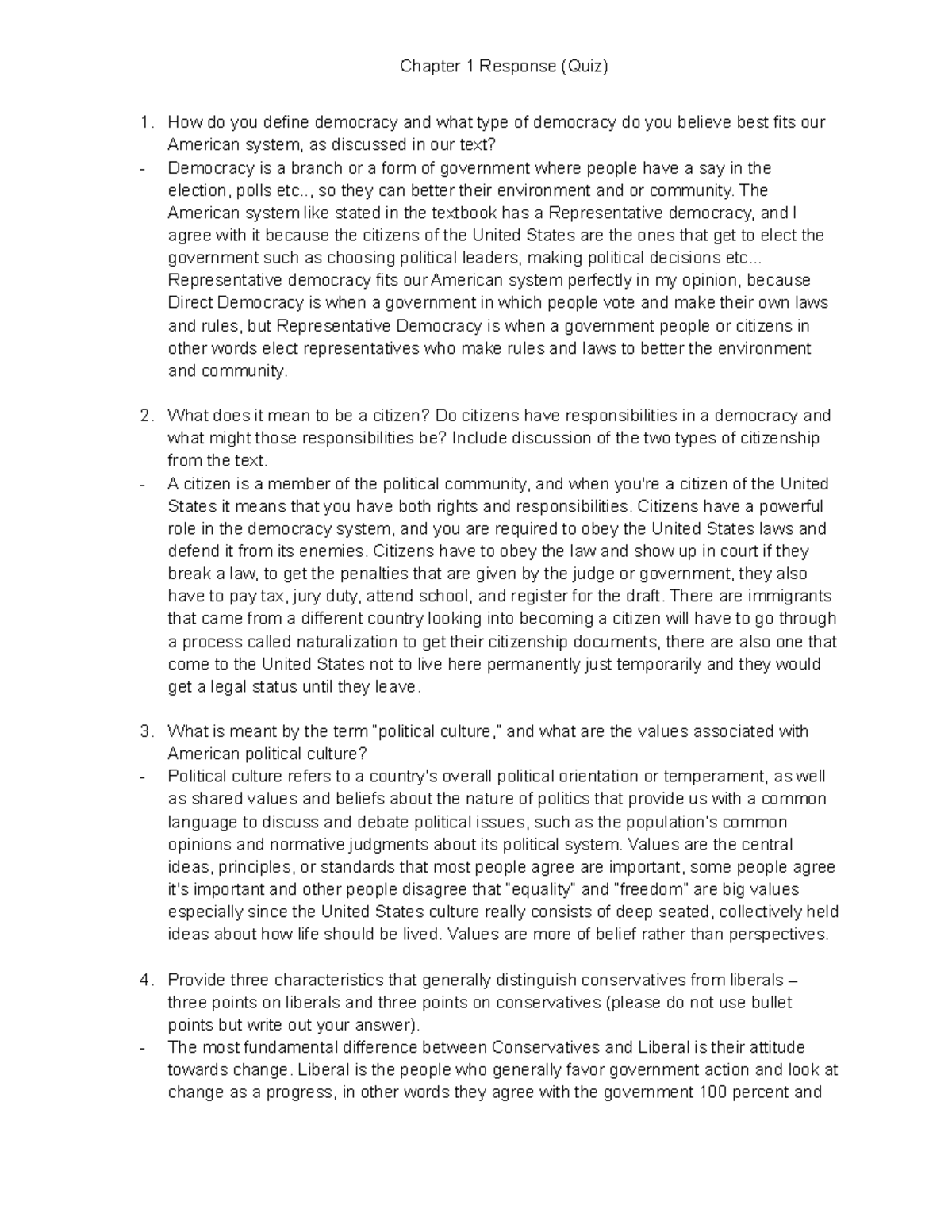 Weekly quiz (Chapter 1)-2 - Chapter 1 Response (Quiz) How do you define ...