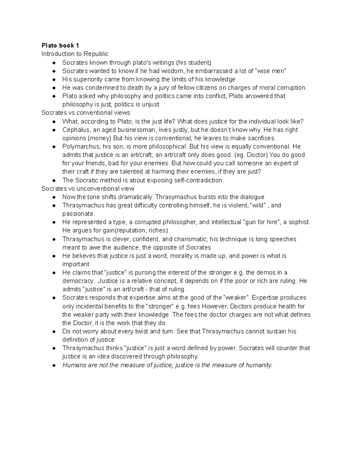 Polysci notes - Plato book 1 Introduction to Republic Socrates known ...