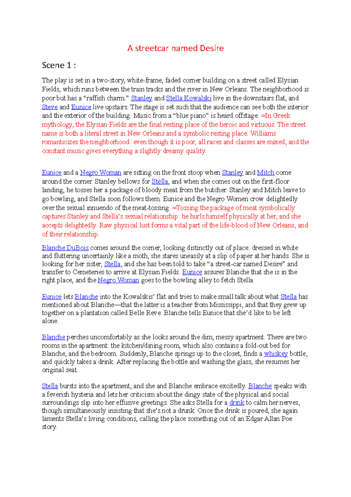 A streetcar named desire - A streetcar named Desire Scene 1 : The play ...