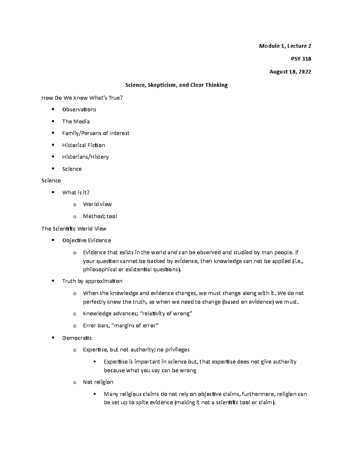 Mod 1, Lecture 2 - Notes from textbook and professor. - Module 1 ...