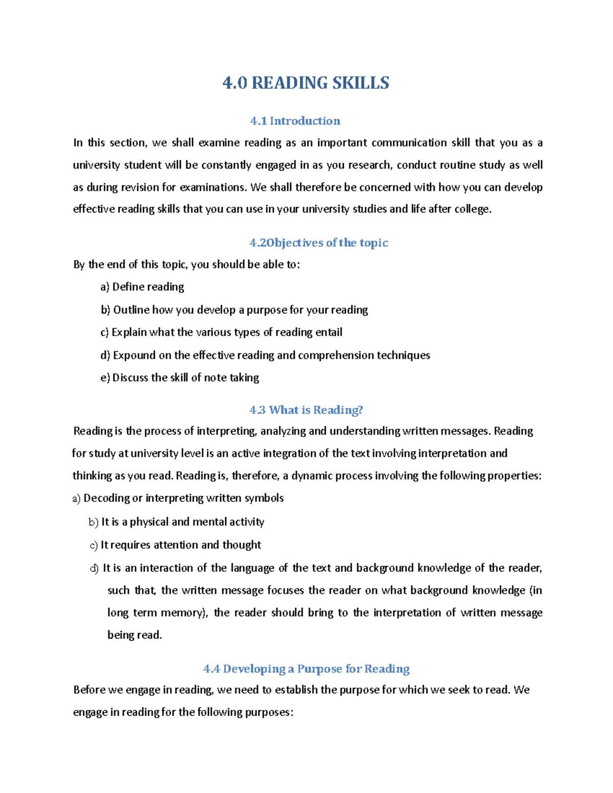 COMM Skills Notes 2022 part 2 reading, writing and examinations - 4 ...