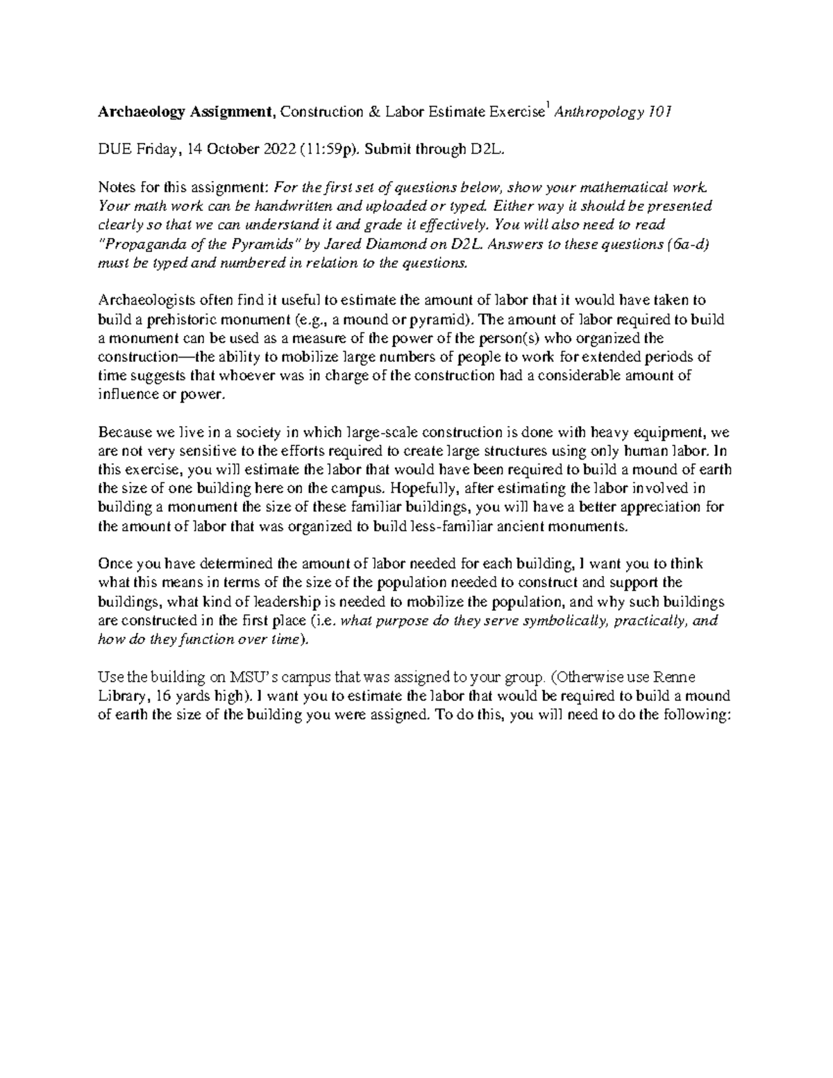 Archeology assignmet - Anthropology assignment - Archaeology Assignment ...