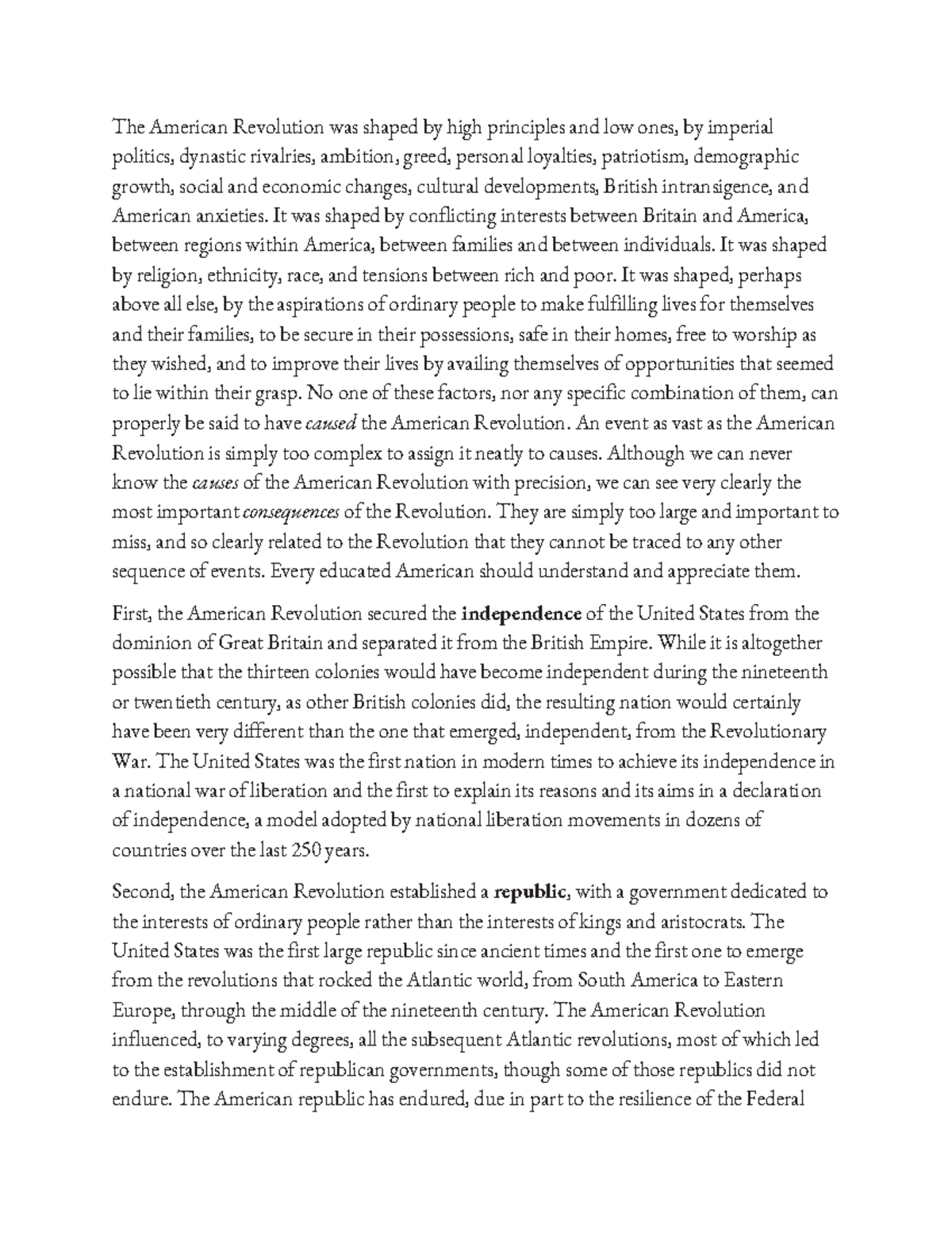 American Revolution Notes - The American Revolution was shaped by high ...