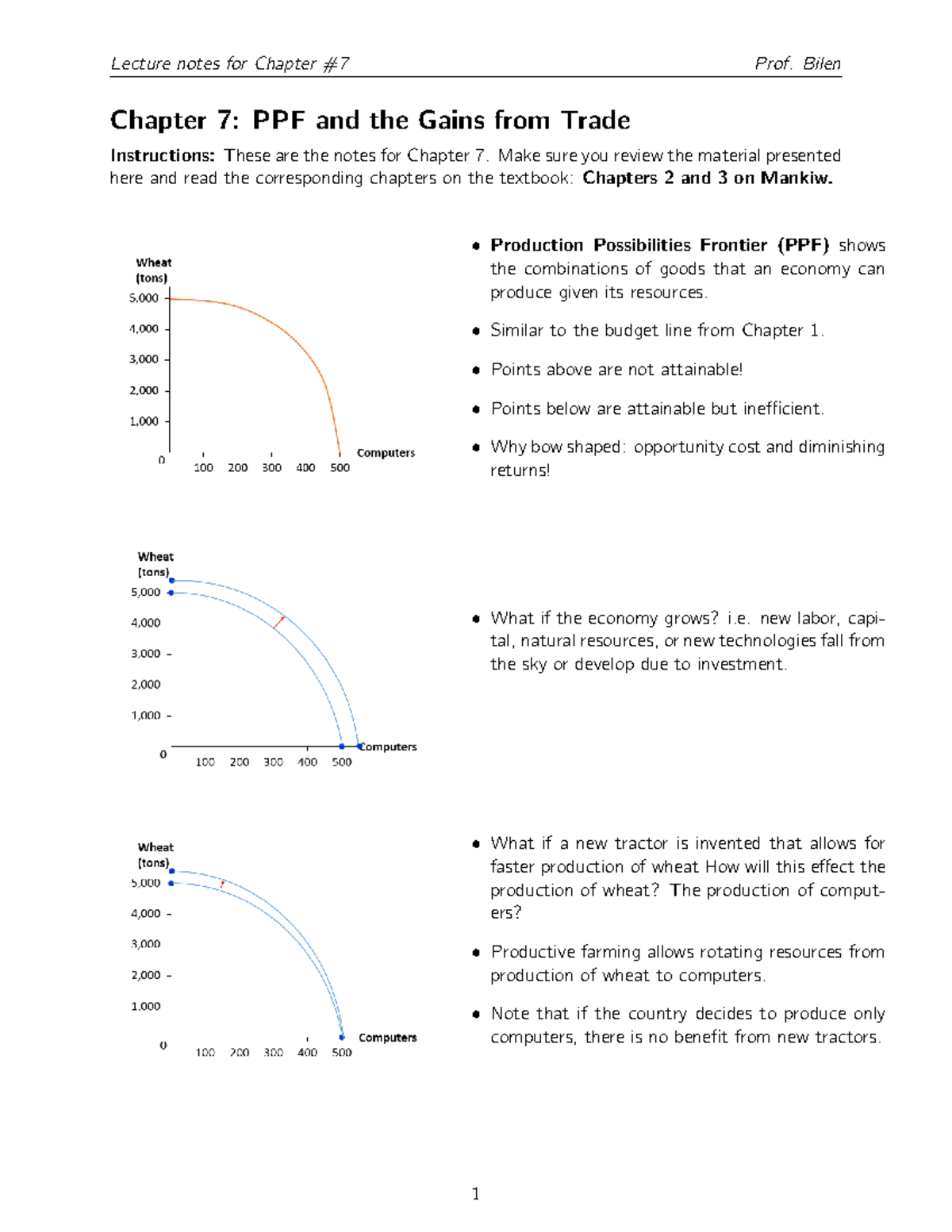 Chapter 7 Notes - Read thoroughly - Chapter 7: PPF and the Gains from ...