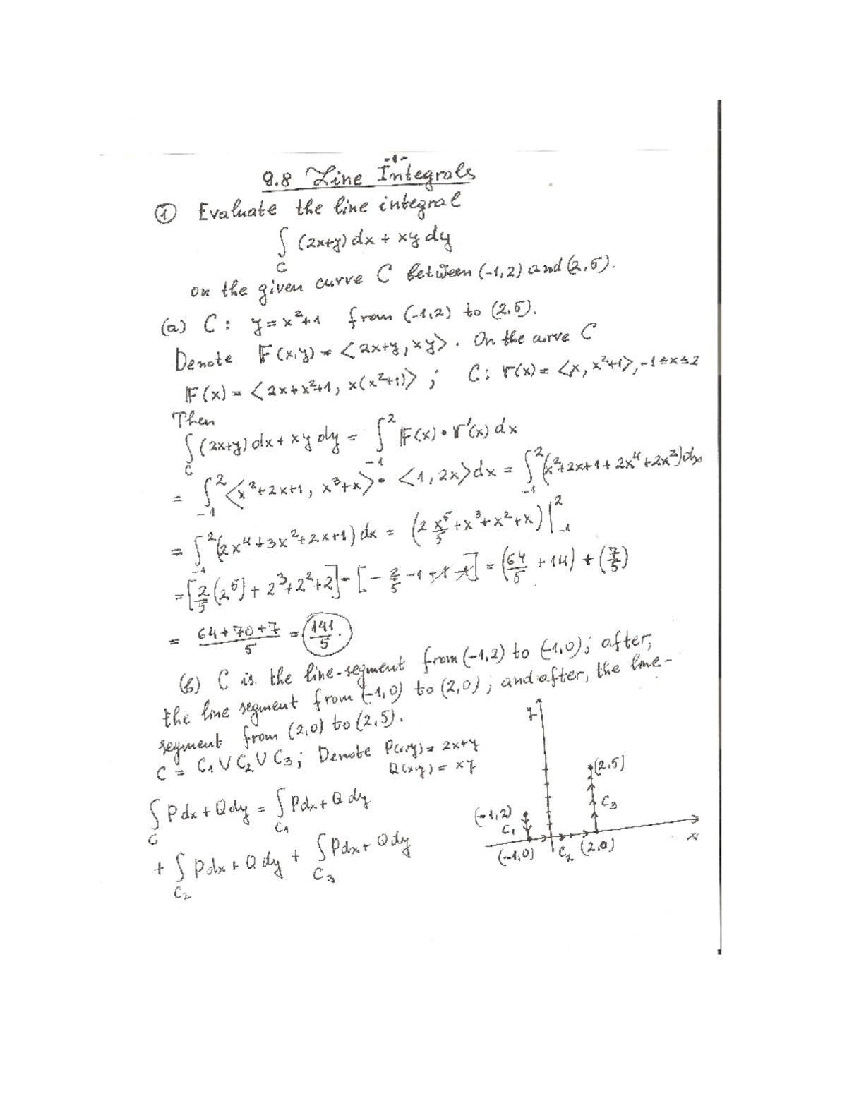 9 8 Line Integrals Problems and Solutions - ENGR 233 - Studocu