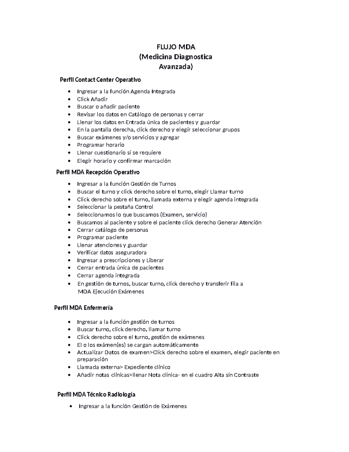 Flujo MDA CON Reserva - FLUJO MDA (Medicina Diagnostica Avanzada ...