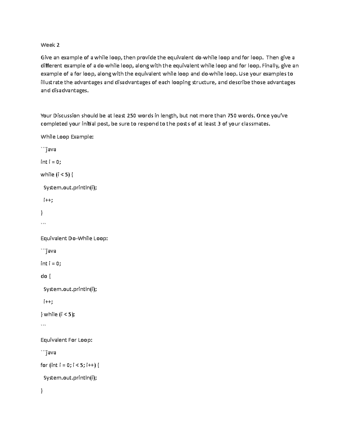 Programing 1102 - 10/10 - Week 2 Give an example of a while loop, then ...