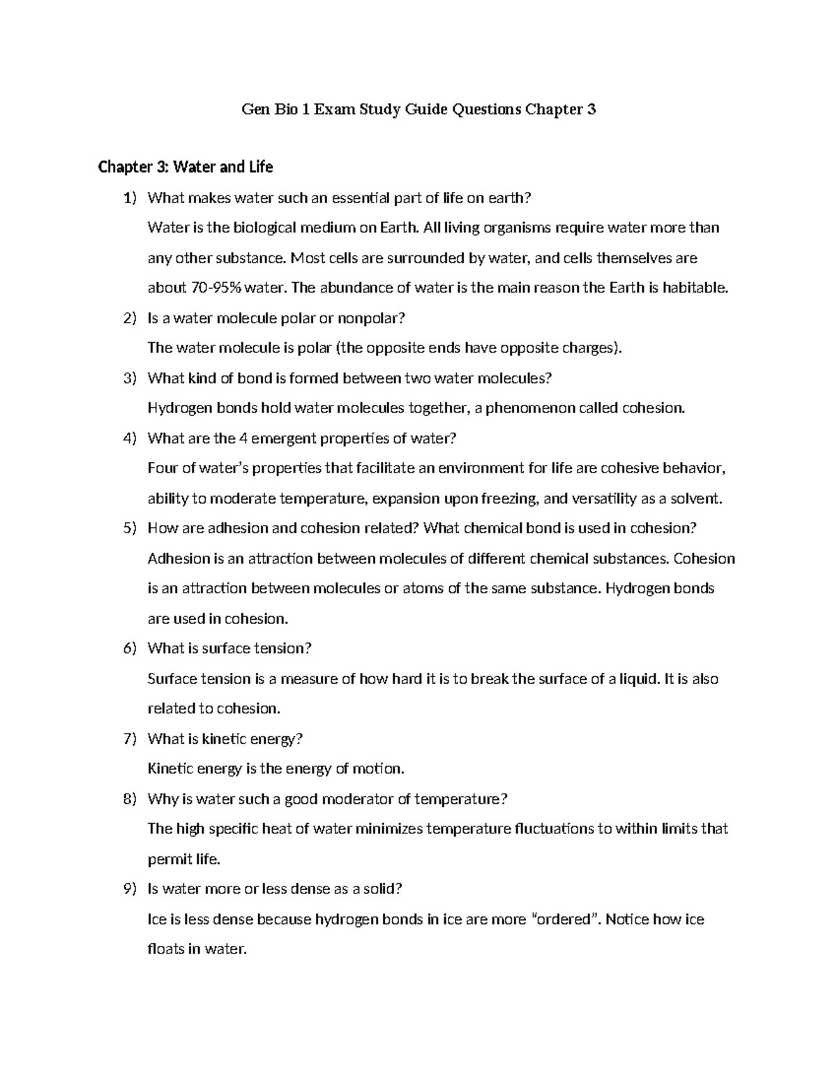 Chapter 3 Study guide questions - Gen Bio 1 Exam Study Guide Questions ... Chapter 3 Study guide questions - Gen Bio 1 Exam Study Guide Questions ...