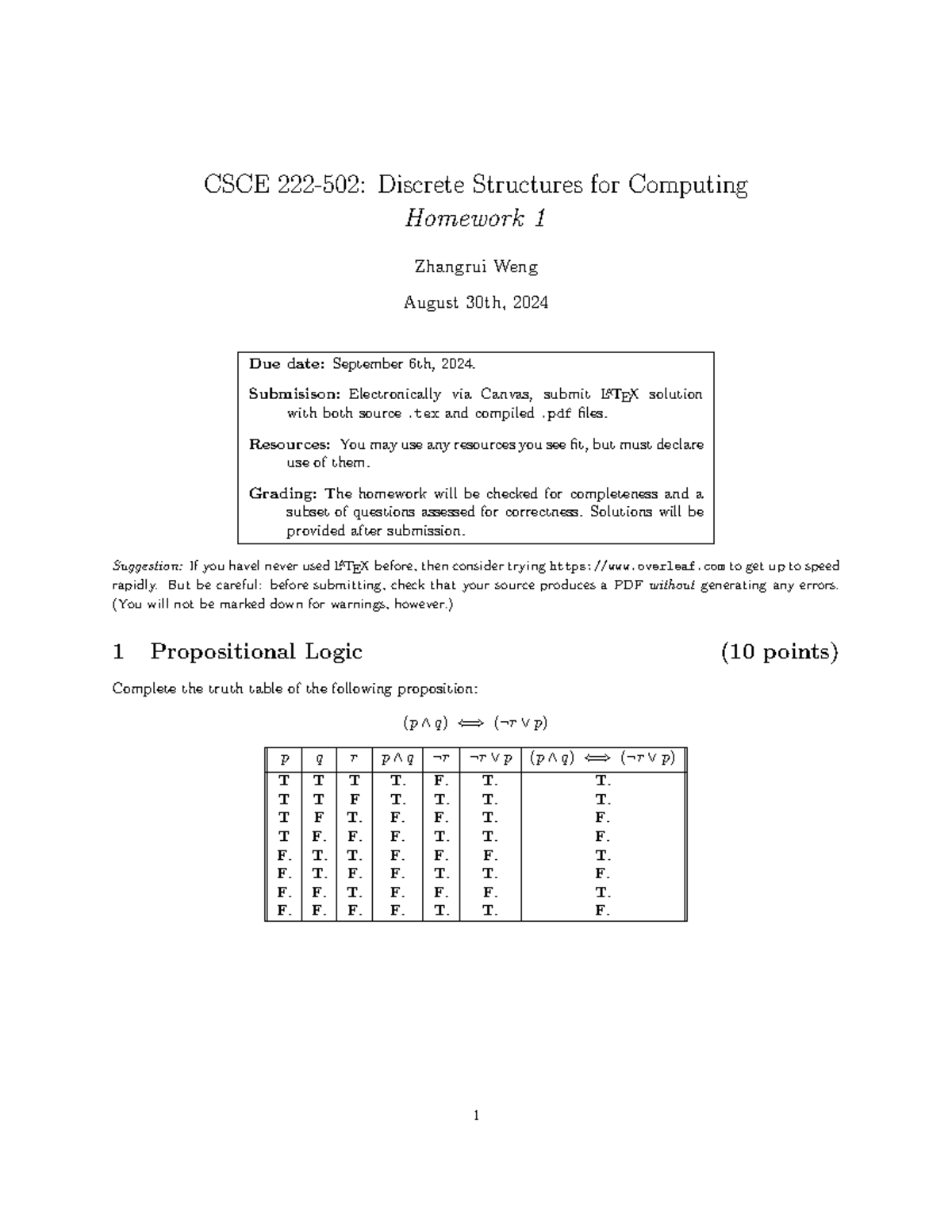 CSCE222HW1 (2) - Stuff - CSCE 222-502: Discrete Structures for ...
