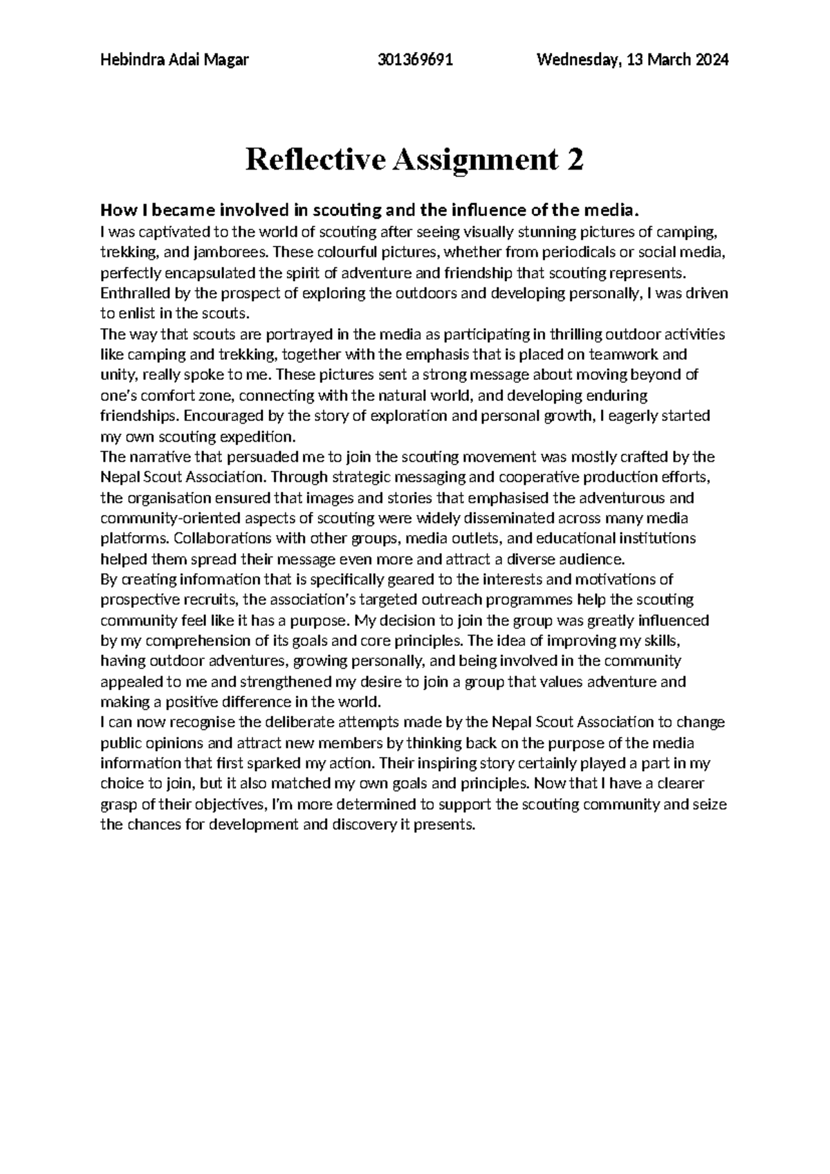 Gned assignment 2 - Hebindra Adai Magar 301369691 Wednesday, 13 March ...