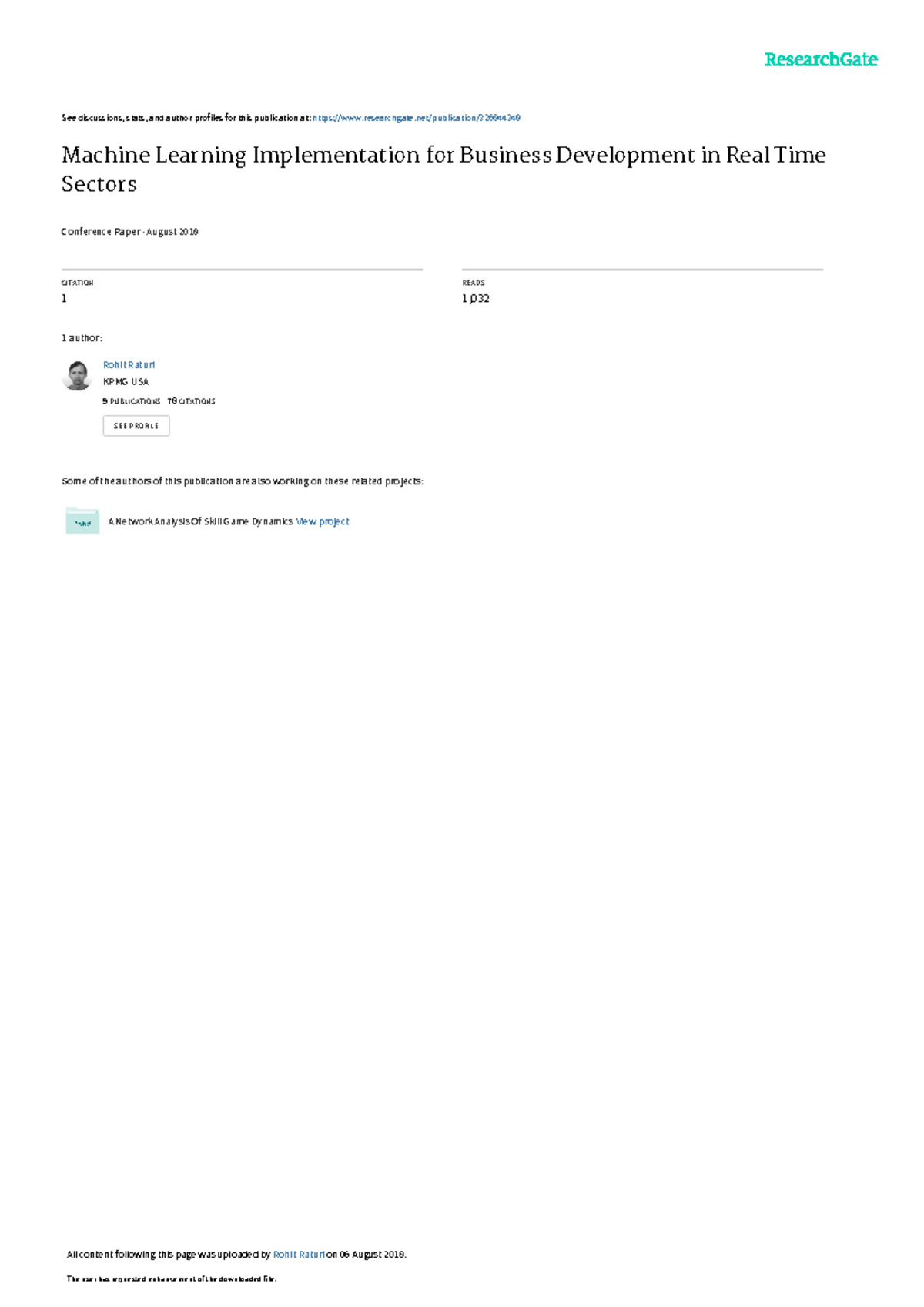 Machine Learning Implementation for Business - See discussions, stats ...