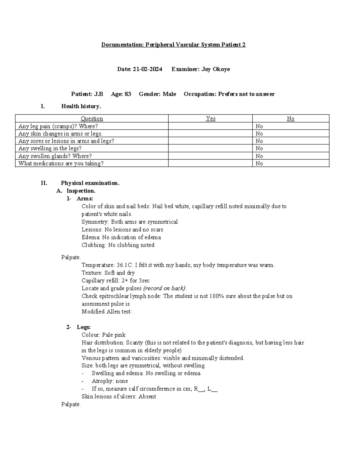 Week 7Peripheral Vascular - Documentation: Peripheral Vascular System ...