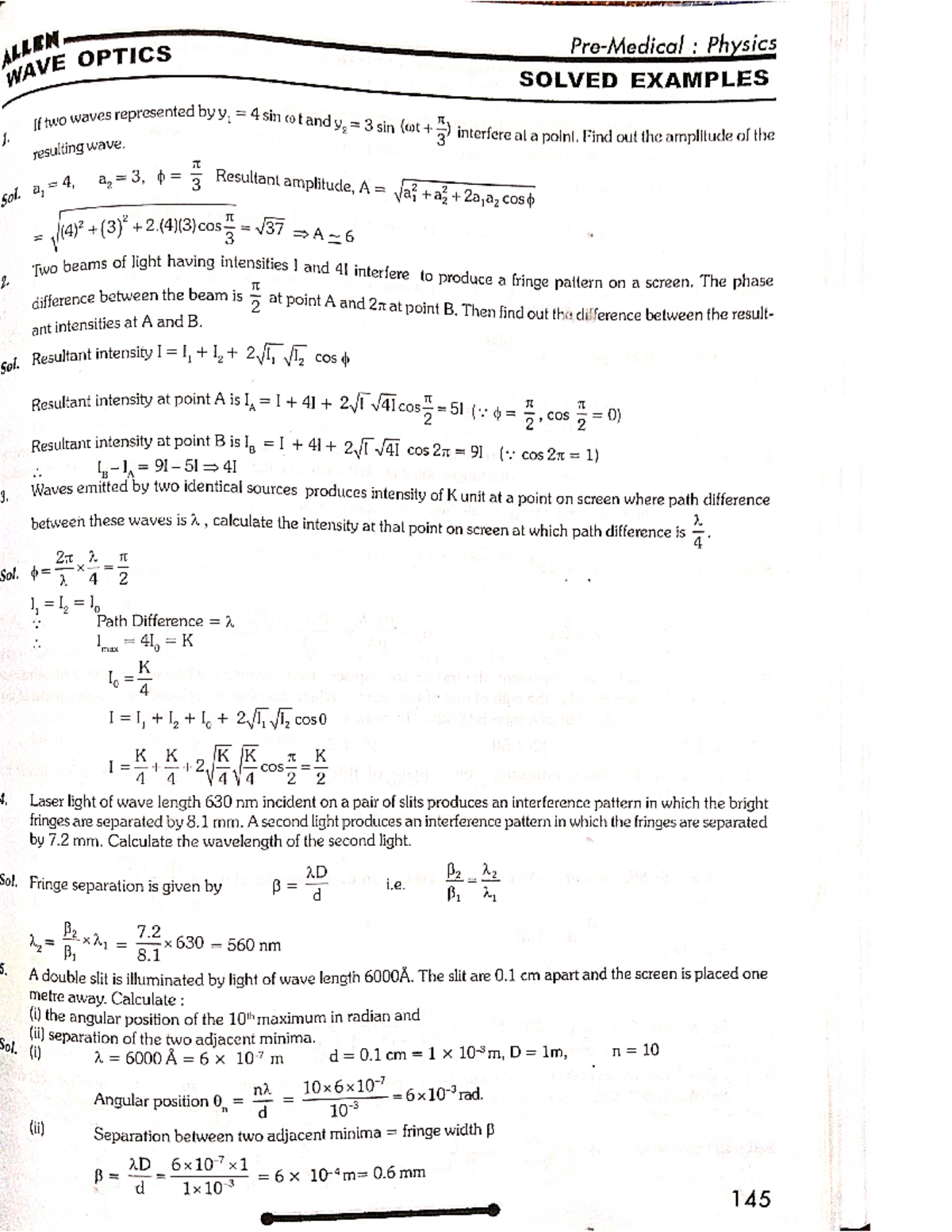 WAVE Optics Question AND Answers - NEET - Studocu