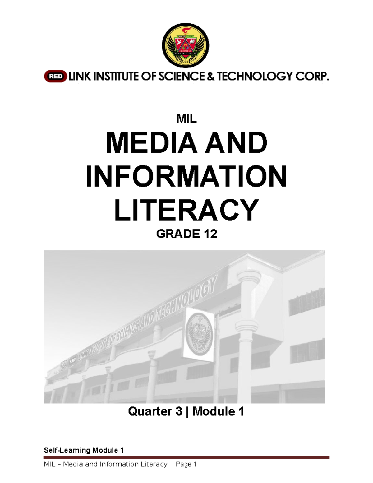 MIL Third Quarter Module 1 - MIL MEDIA AND INFORMATION LITERACY GRADE 12 Quarter 3 | Module 1 ...