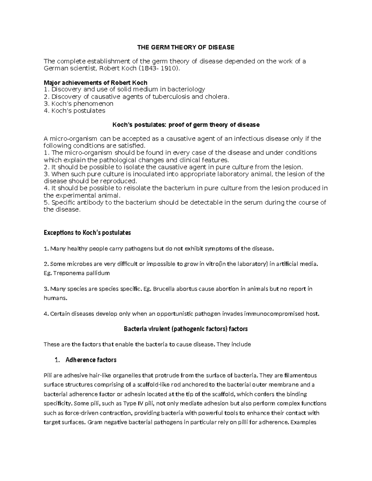 Bacterial virulence factors - THE GERM THEORY OF DISEASE The complete ...