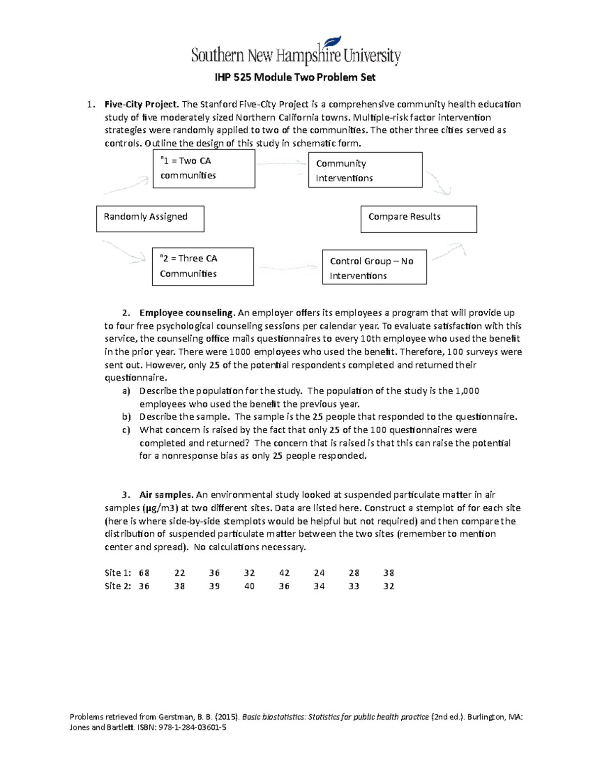 IHP 525 Module Two Problem Set - The Stanford Five-City Project is a ...