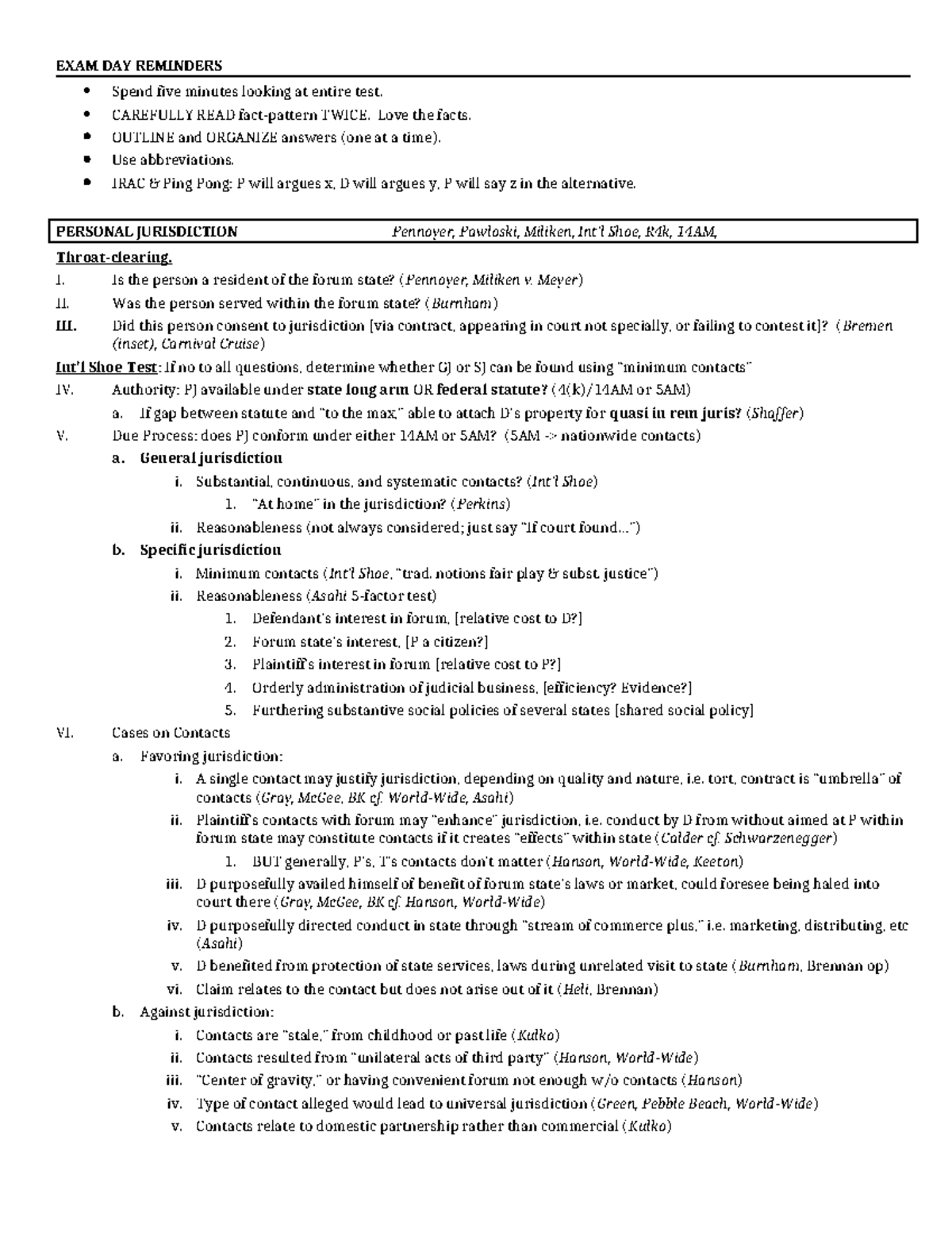 Civil Procedure Flow Chart - EXAM DAY REMINDERS Spend five minutes ...