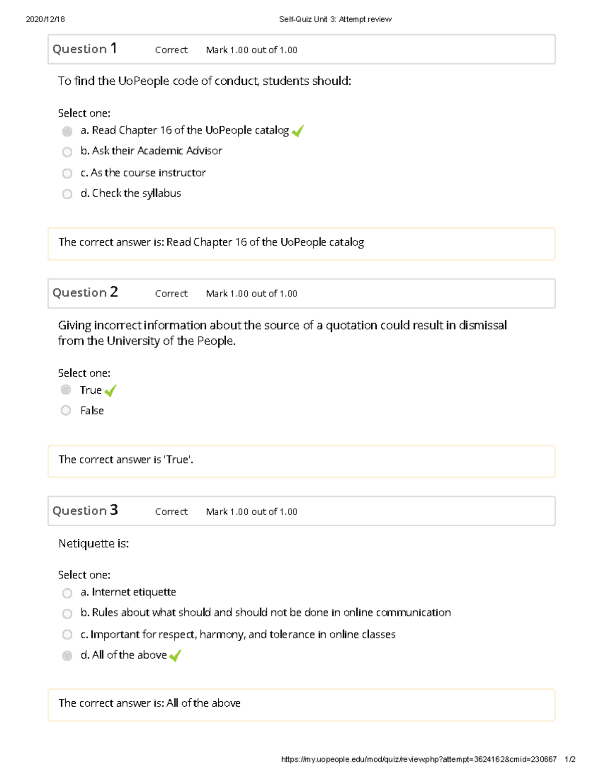 Self-Quiz Unit 3 Attempt review 4 - 2020/ 12/ 18 Self-Quiz Unit 3: Attempt review - Studocu
