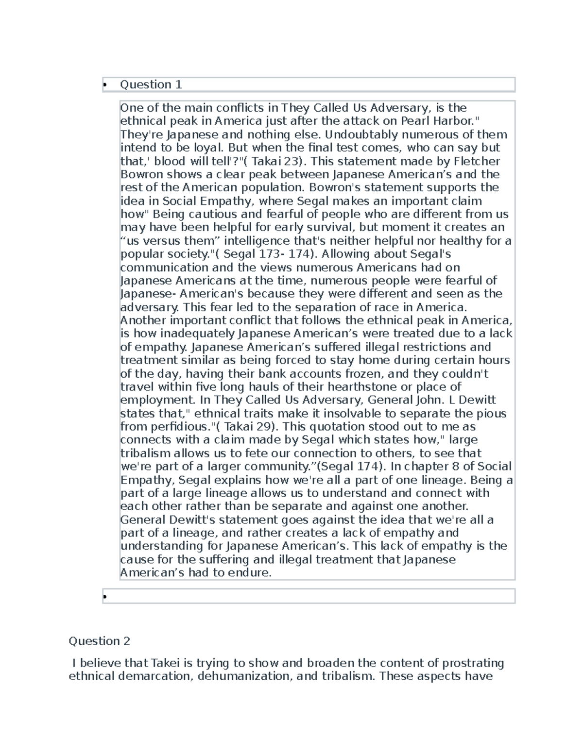 english literacy discussion 3 - Question 1 One of the main conflicts in ...