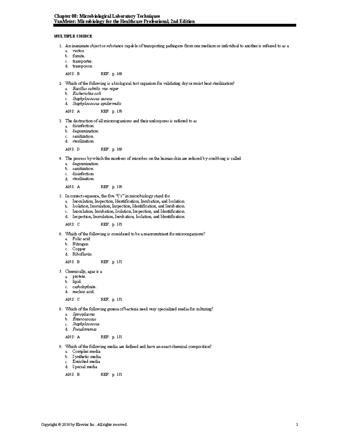 CH 8 - Chapter Review Questions - Chapter 08: Microbiological ...