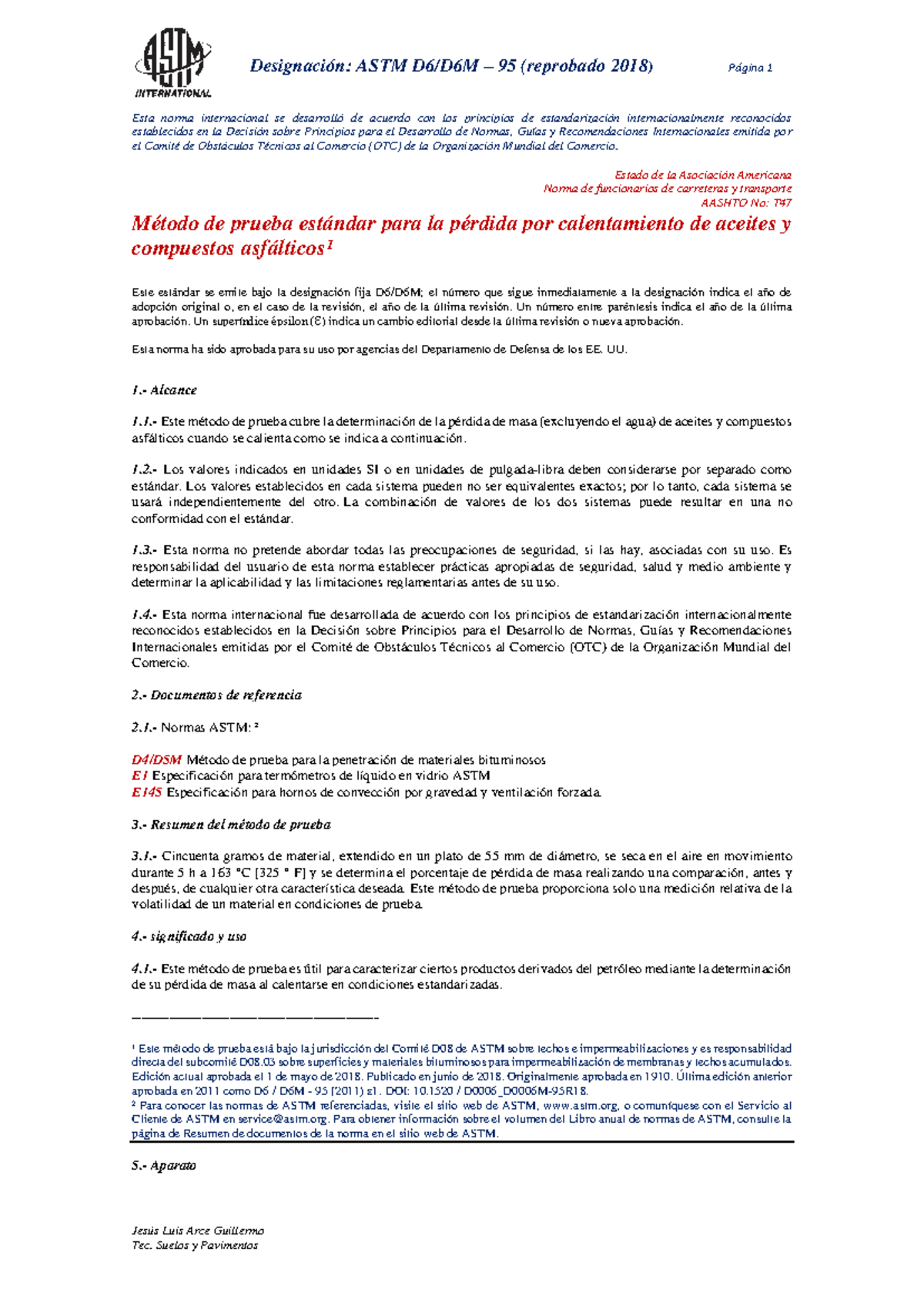 D6-D6M - 18 - sensico - Designación: ASTM D6/D6M – 95 (reprobado 2018 ...