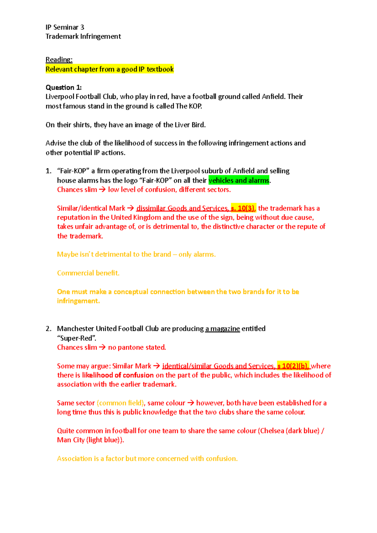 IP Seminar 3 - TM Infringement - Trademark Infringement Reading ...